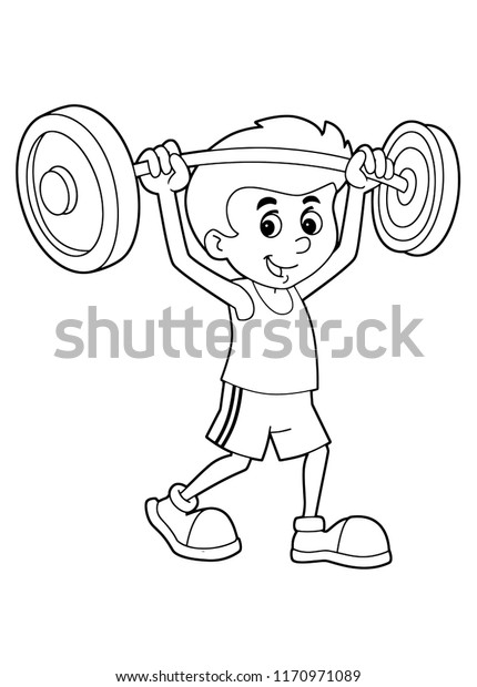 Cartoon Child Training Isolated Vector Coloring Stock Vector (Royalty ...
