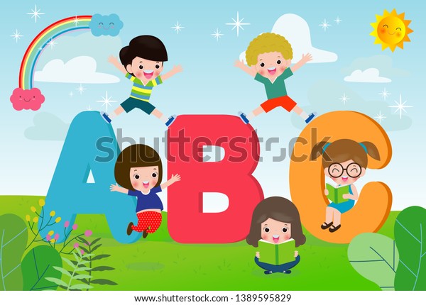 Cartoon Children Abc Letters School Kids Stock Vector (Royalty Free ...