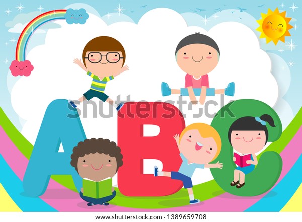 Cartoon Children Abc Letters School Kids Stock Vector (Royalty Free ...