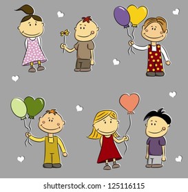 Cartoon Children Balloons Flower Vector Stock Vector (Royalty Free ...