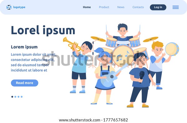 Cartoon Children Band Flat Vector Illustration Stock Vector (Royalty ...