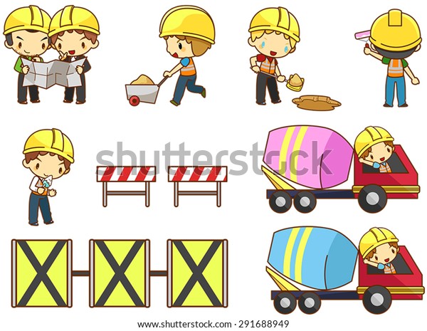 Stock vektor „Cartoon Children Engineer Technician Labor Worker“ (bez ...