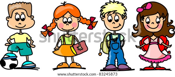 Cartoon Children Students Stock Vector (Royalty Free) 83245873