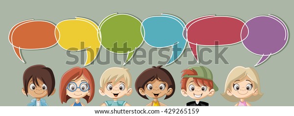 Cartoon Children Talking Speech Bubbles Stock Vector (Royalty Free ...