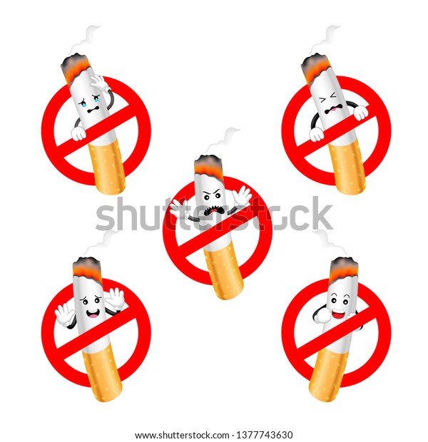 Cartoon Cigarette Characters Angry Sad Faces Stock Vector (Royalty Free ...