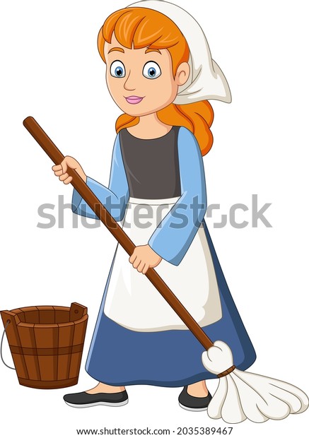 Cartoon Cinderella Mopping Floor Stock Vector (Royalty Free) 2035389467 ...
