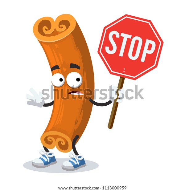 Cartoon Cinnamon Mascot Tablet Stop Hand Stock Vector (Royalty Free ...