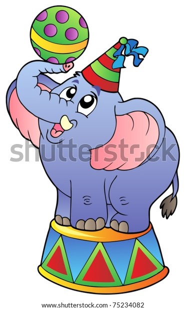 Cartoon Circus Elephant Vector Illustration Stock Vector (Royalty Free ...