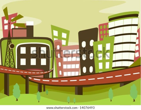Cartoon City Stock Vector (Royalty Free) 14076493 | Shutterstock