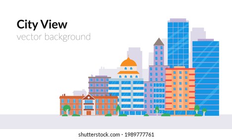 Cartoon City Landscape Vector Background Isolated Stock Vector (Royalty ...