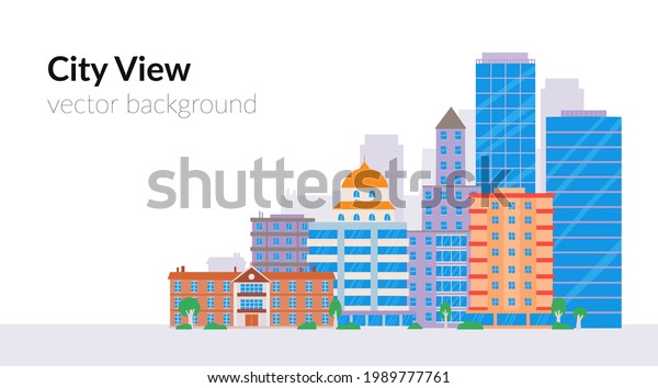 Cartoon City Landscape Vector Background Isolated Stock Vector (Royalty ...