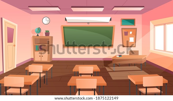 Cartoon Classrom Pupils Teacher Class Cartoon Stock Vector (Royalty ...