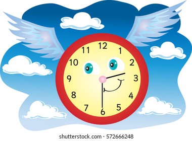 Cartoon Clock Flying Through Air Stock Vector (Royalty Free) 572666248 ...