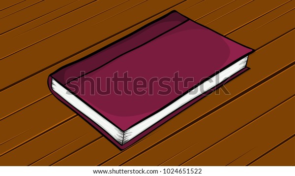 Cartoon Closed Book Lying On Wooden Stock Vector (Royalty Free ...
