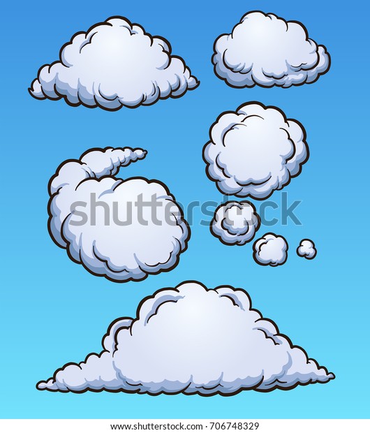 Cartoon Clouds Vector Clip Art Illustration: vetor stock (livre de direitos) 706748329 ...
