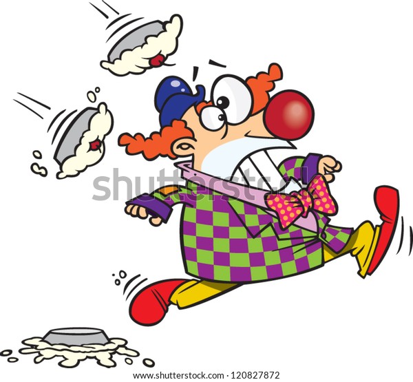 Cartoon Clown Running Away Pies Being Stock Vector (Royalty Free) 120827872