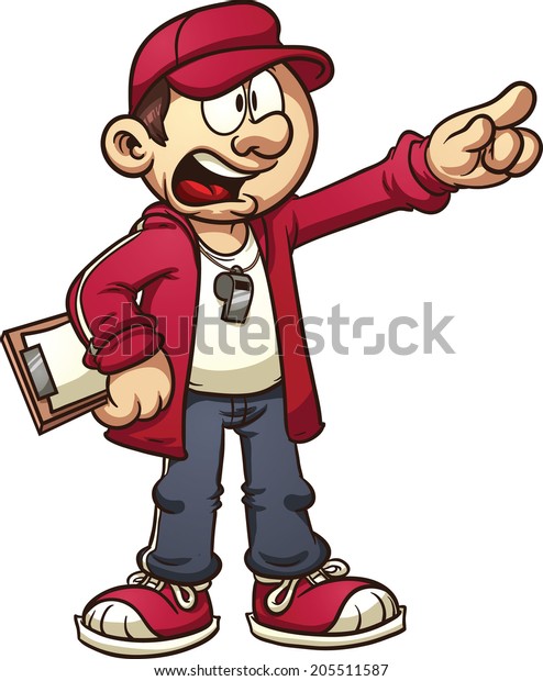 Cartoon Coach Yelling Orders Vector Clip Stock Vector (Royalty Free ...