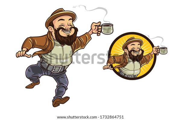 Cartoon Coffee Guy Mascot Logo Stock Vector (Royalty Free) 1732864751
