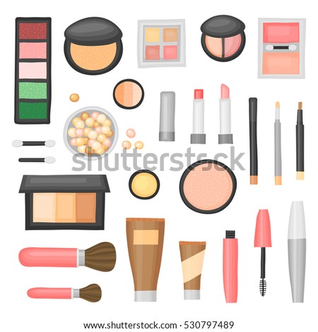 Cartoon Collection Decorative Cosmetics Different Beauty Stock Vector ...