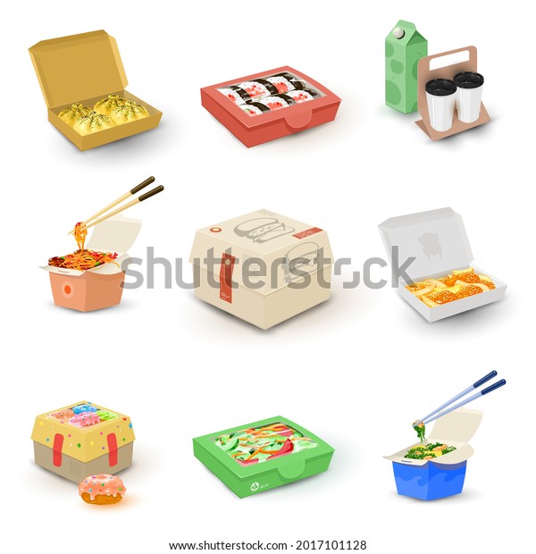 Cartoon Collection Different Types Food Packages Stock Vector (Royalty ...