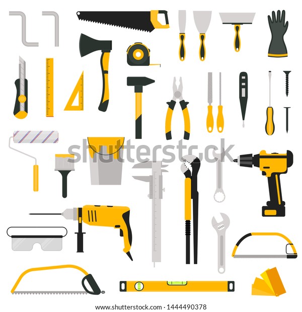 Cartoon Color Hand Tool Icon Set Stock Vector (Royalty Free) 1444490378 ...