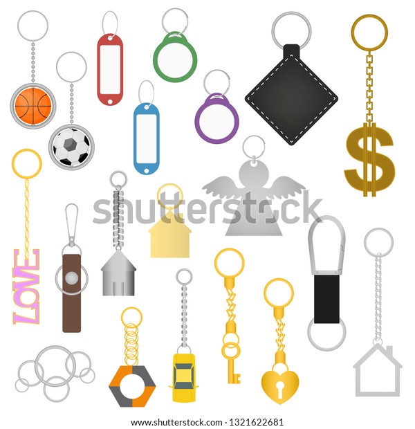 Cartoon Color Keychains Different Types Set Stock Vector (Royalty Free ...