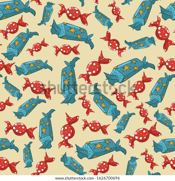 Cartoon Color Seamless Pattern Candies Stock Vector (Royalty Free ...