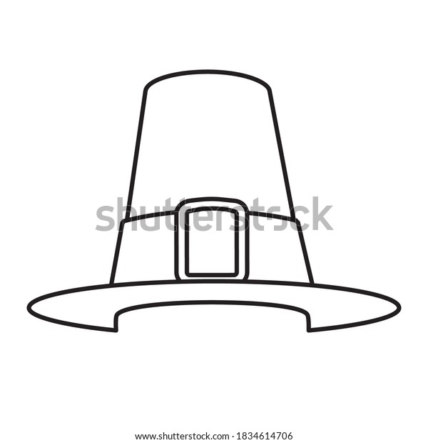 Cartoon Coloring Page Pilgrim Hat Thanksgiving Stock Vector (Royalty ...