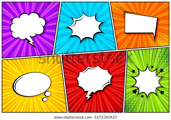 Cartoon Comic Backgrounds Set Speech Bubble Stock Vector (Royalty Free ...