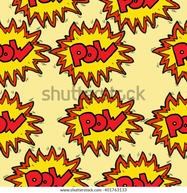 Cartoon Comic Book Pow Symbol Seamless Stock Vector (Royalty Free ...