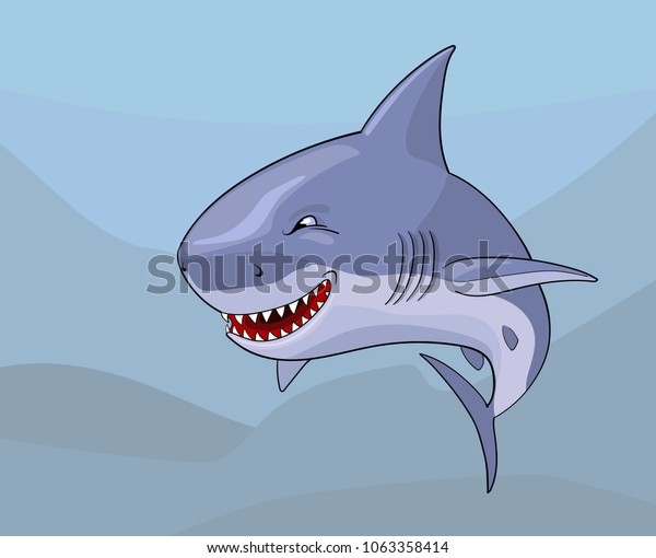 Cartoon Comic Shark Malignant Smile Stock Vector (Royalty Free ...