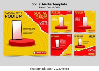 Cartoon Comic Style Banner Post Template Stock Vector (Royalty Free ...