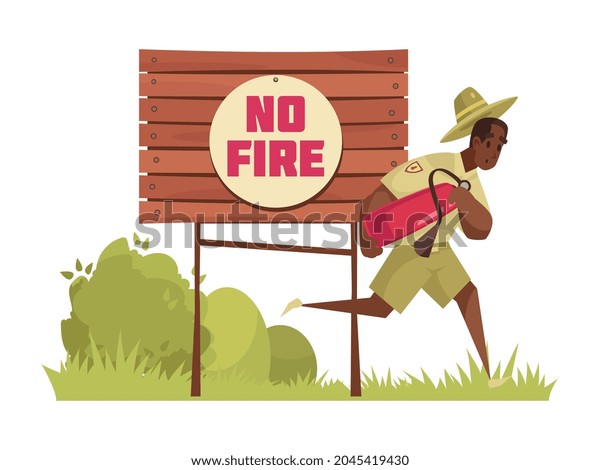 Cartoon Composition Male Forest Ranger Running Stock Vector (Royalty ...