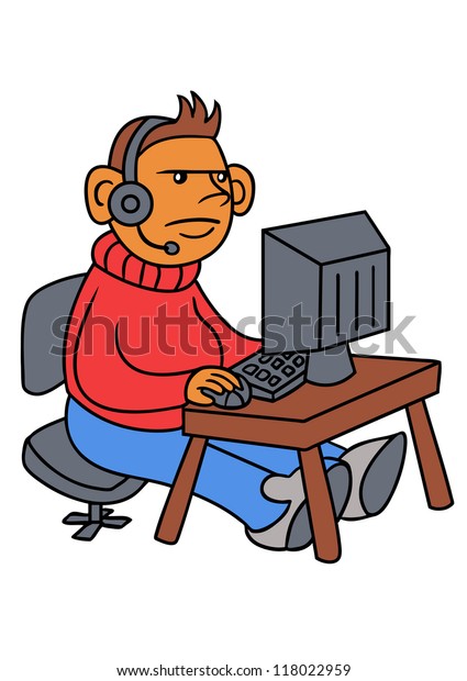 Cartoon Computer Gamer Stock Vector (Royalty Free) 118022959