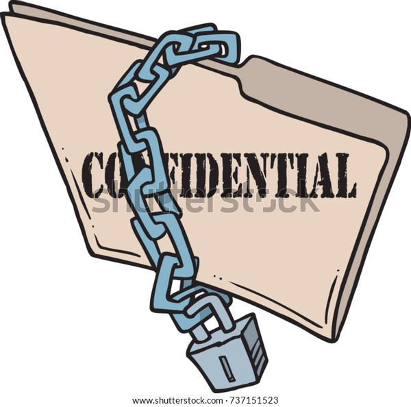 Cartoon Confidential File Folder Locked Chain : image vectorielle de ...