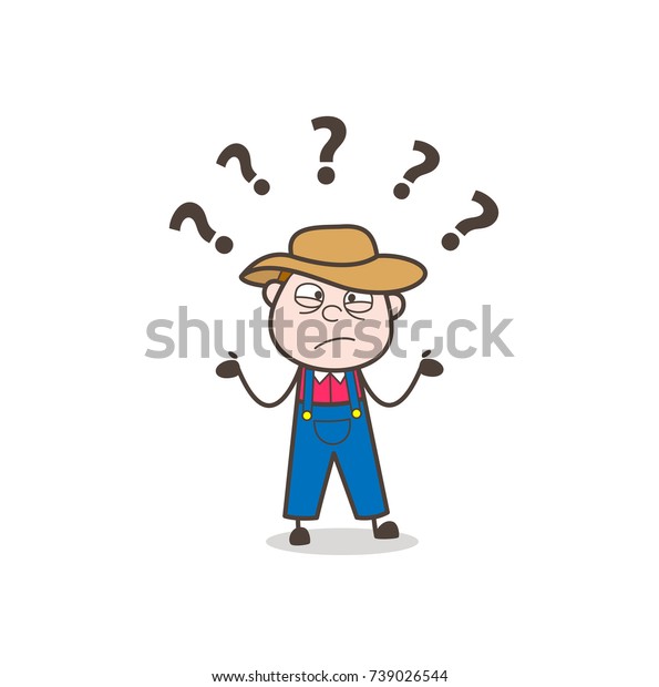 Cartoon Confused Farmer Character Vector Concept Stock Vector (Royalty ...