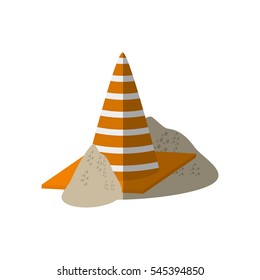 Cartoon Construction Cone Stripes Sand Vector Stock Vector (Royalty ...