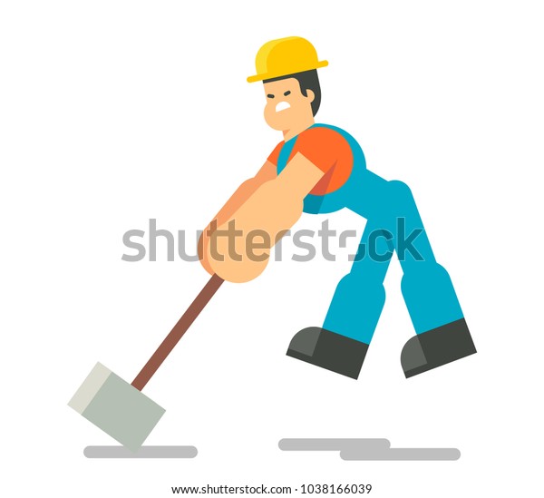 Cartoon Construction Worker Hammer Vector Illustration Stock Vector ...