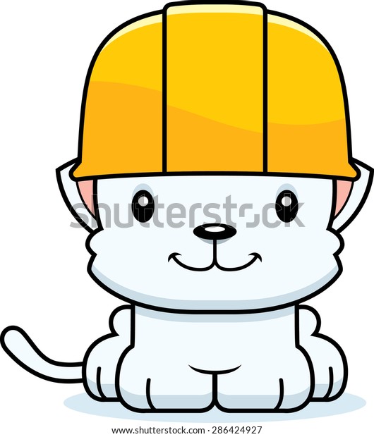 Cartoon Construction Worker Kitten Smiling Stock Vector (Royalty Free ...