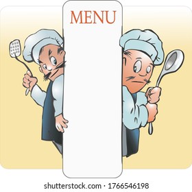 Cartoon Cook Menu Design Vector Illustration Stock Vector (Royalty Free ...