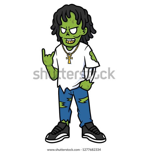 Cartoon Cool Zombie Dreadlocks Stock Vector (Royalty Free) 1277682334