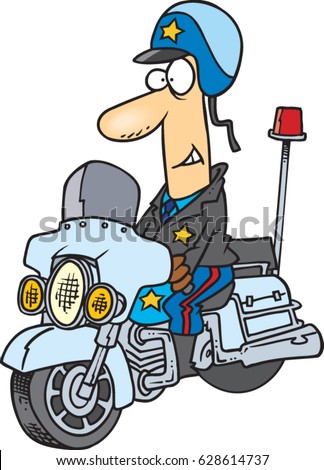 Cartoon Cop On Motorcycle Vector de stock (libre de regalías)628614737 ...