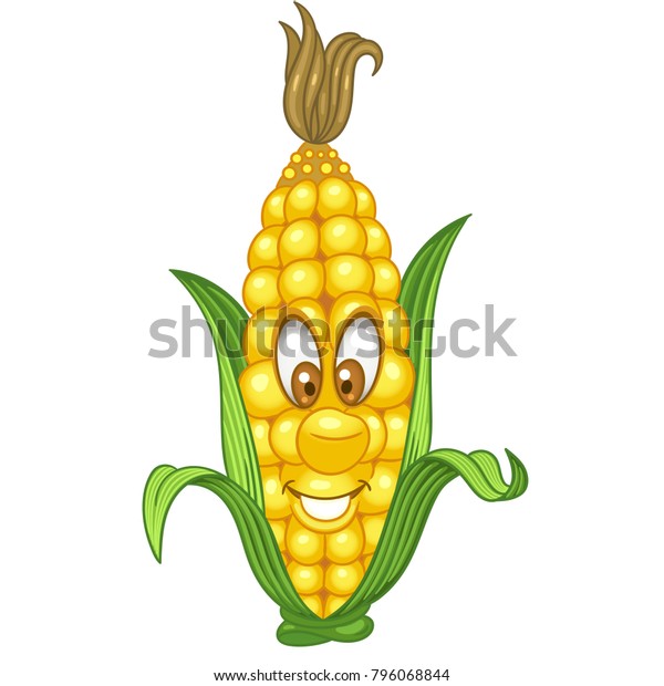Cartoon Corn Character Sweetcorn Cob Happy Stock Vector (Royalty Free ...