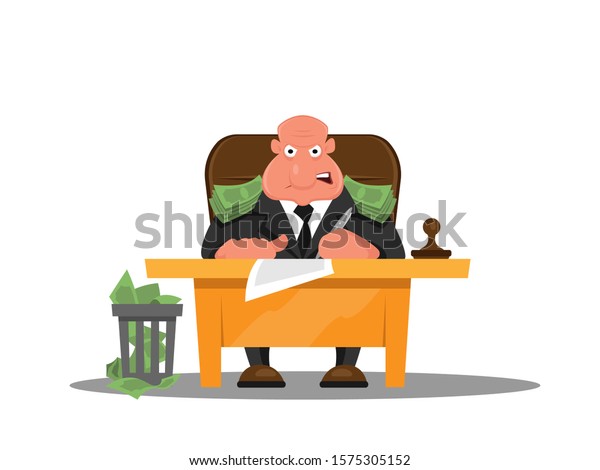 Cartoon Corrupt Character Sitting Table Bunch Stock Vector (Royalty ...