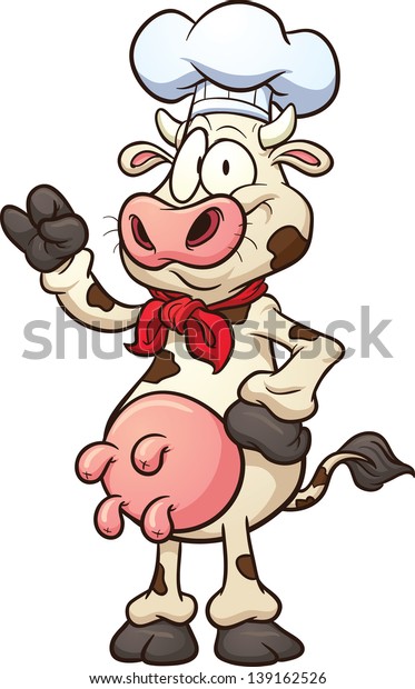 Cartoon Cow Chef Vector Clip Art Stock-vektor (royaltyfri) 139162526