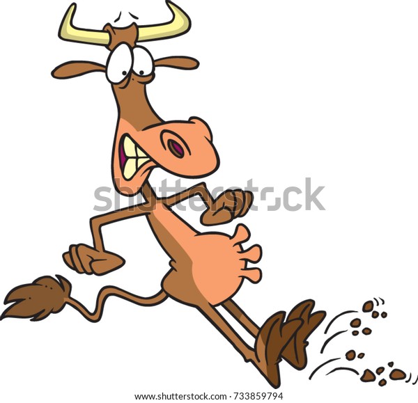 Vektor Stok Cartoon Cow Coming Abrupt Stop (Tanpa Royalti) 733859794 ...