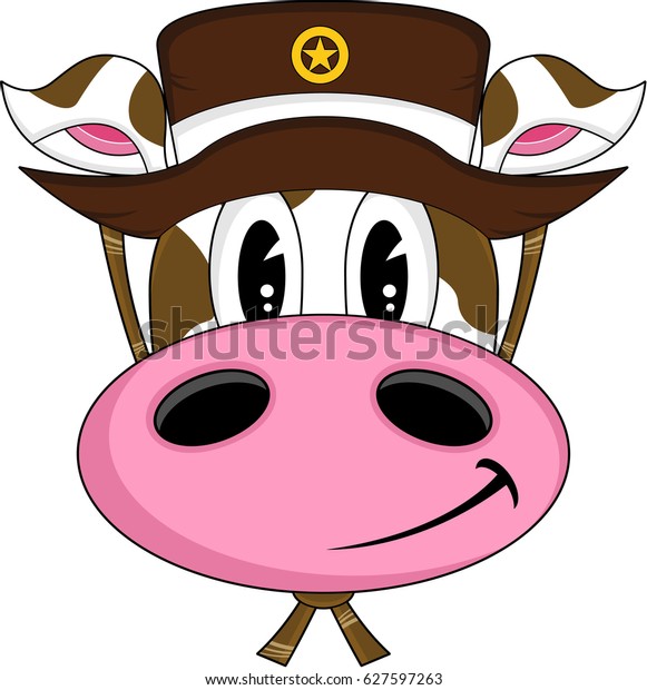 Cartoon Cow Cowboy Stock Vector (Royalty Free) 627597263 | Shutterstock