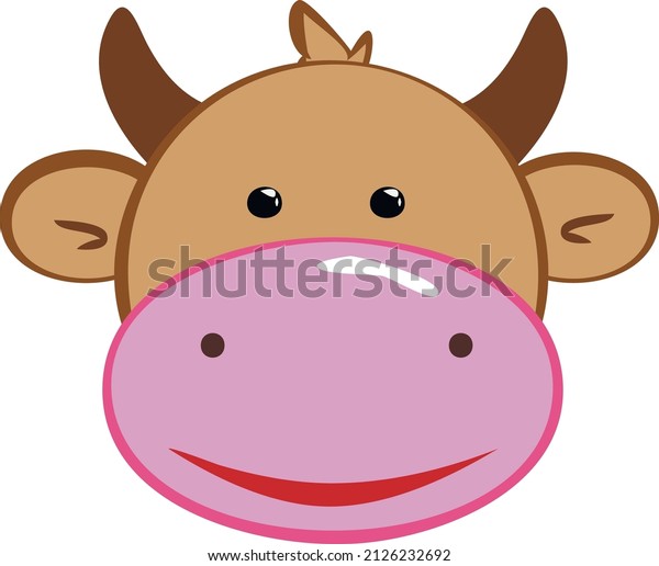 Cartoon Cow Head Vector Illustration Stock Vector (Royalty Free ...