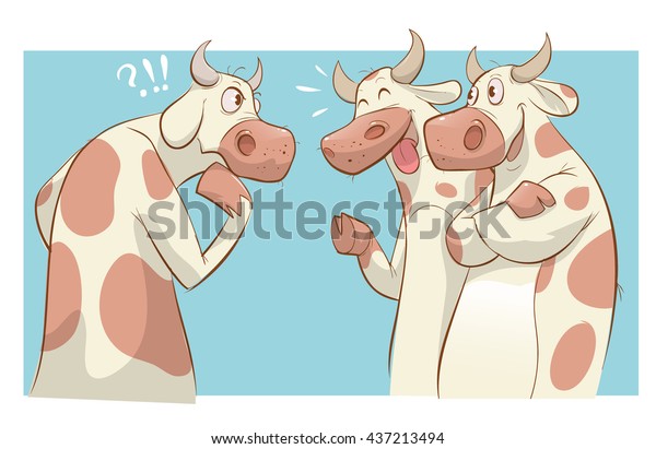 Cartoon Cows Talking Vector Illustration: เวกเตอร์สต็อก (ปลอดค่า ...