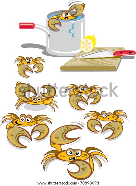 Cartoon Crabs Escaping Cooking Pot Crazy Stock Vector (Royalty Free ...
